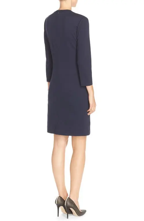 Eliza J Button Pockets Ponte A-line Dress