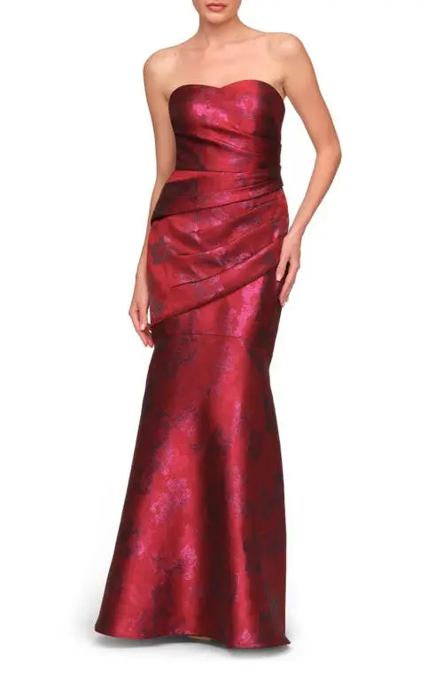 Js Collections Sylvie Metallic Strapless Satin Gown
