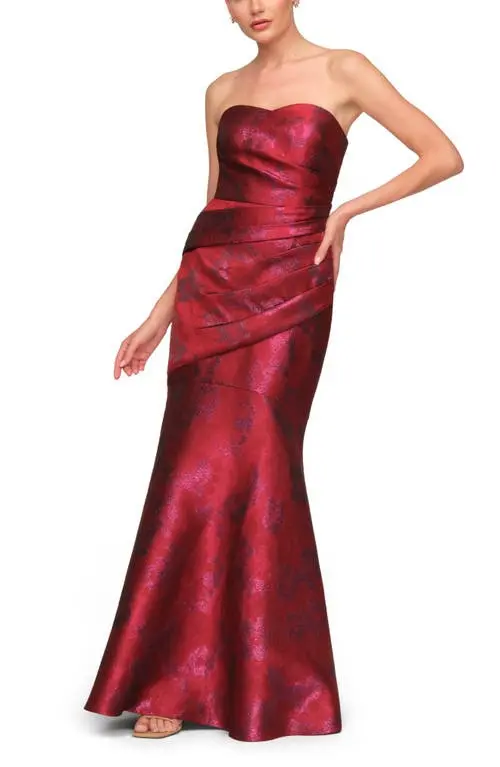 Js Collections Sylvie Metallic Strapless Satin Gown