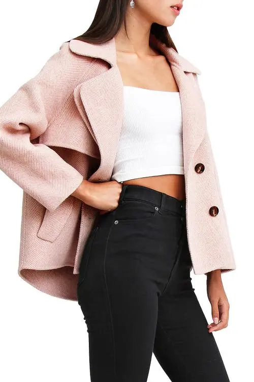 BELLE & BLOOM I'm Yours Double Breasted Wool Blend Coat
