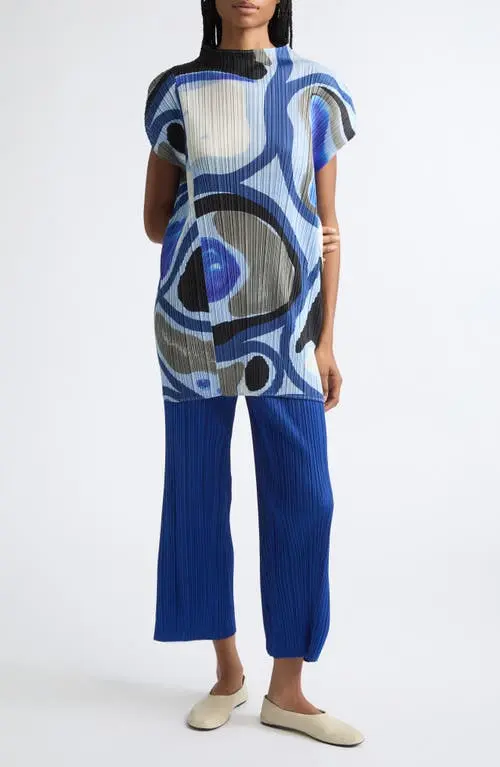 Issey Miyake Graphic Print Pleated Dress