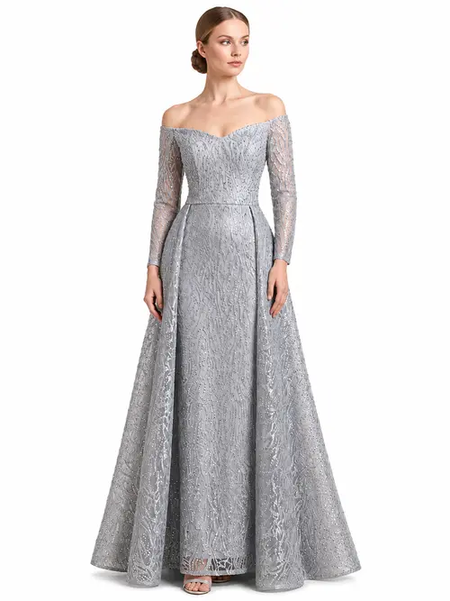 LARA NEW YORK Off Shoulder Overskirt Gown