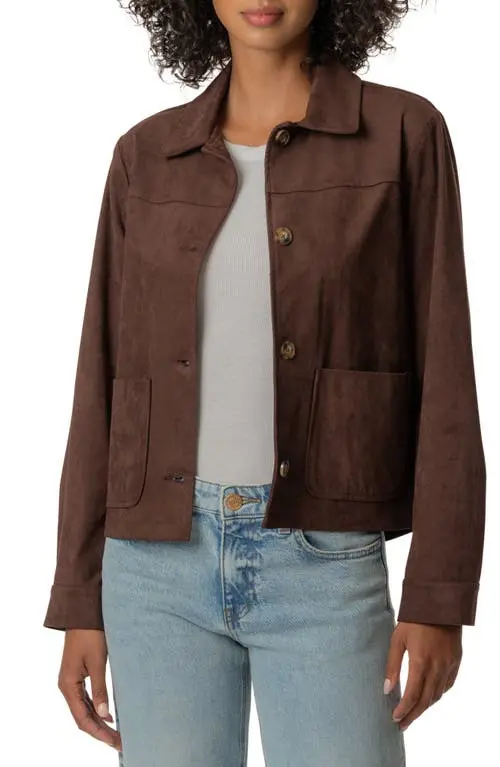 Kut From The Kloth Dakota Faux Suede Button Front Jacket - Chocolate