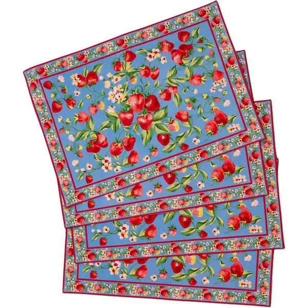 MODERN PRAIRIE Strawberry Magic Placemats - Blue
