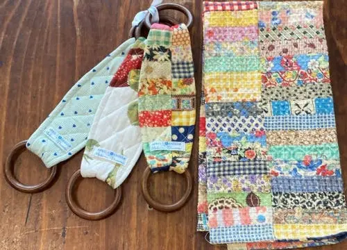 MODERN PRAIRIE Patch Parade Tea Towel + Set Of 3 Wooden Loop Hangers