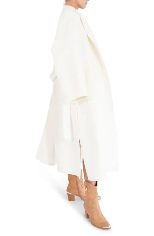 BELLE & BLOOM Wide Awake Split Hem Wool Blend Coat - Cream