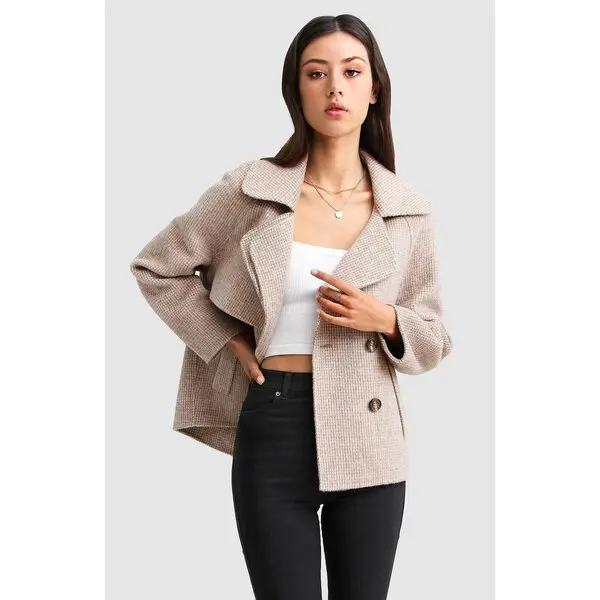 BELLE & BLOOM Double-breasted Wool Blend Peacoat - Beige