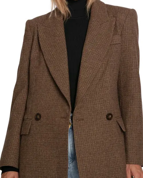 BELLE & BLOOM Double Breasted Plaid Blazer - Brown