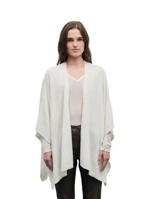 Gerard Darel Long Sleeve Draped Cashmere Poncho