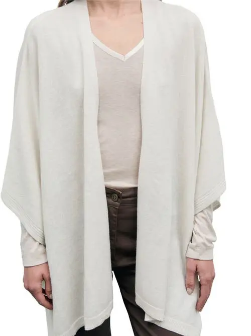 Gerard Darel Long Sleeve Draped Cashmere Poncho