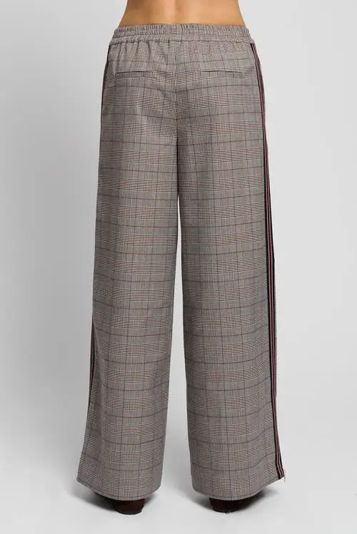 Central Park West Plaid Wide-leg Track Pants