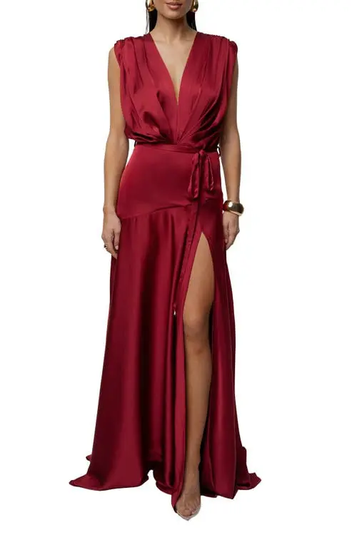 JLUXLABEL Amalia Satin Maxi Dress - Red