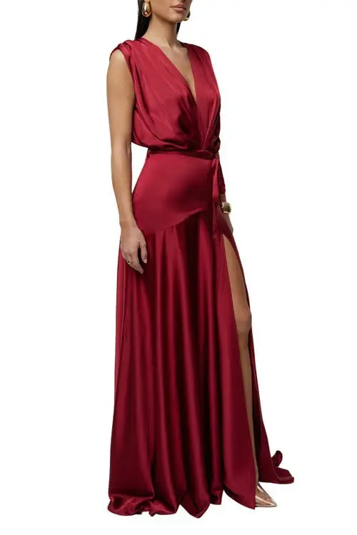 JLUXLABEL Amalia Satin Maxi Dress - Red
