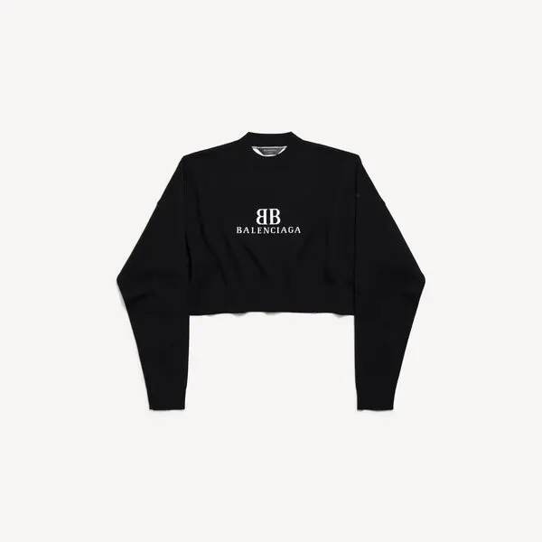 Balenciaga Cropped Crewneck - Black