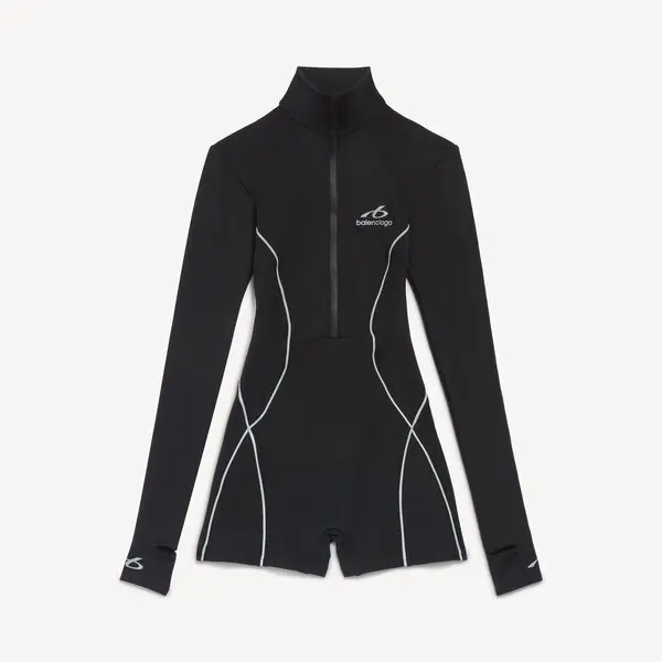 Balenciaga Techwear Short Long Sleeve Bodysuit - Black