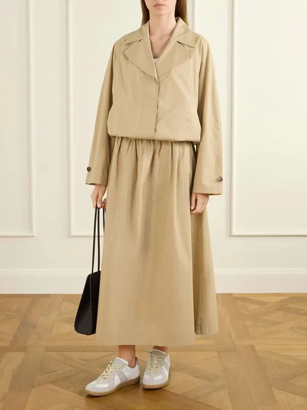 Varley Cambria Gathered Cotton-jersey Midi Skirt