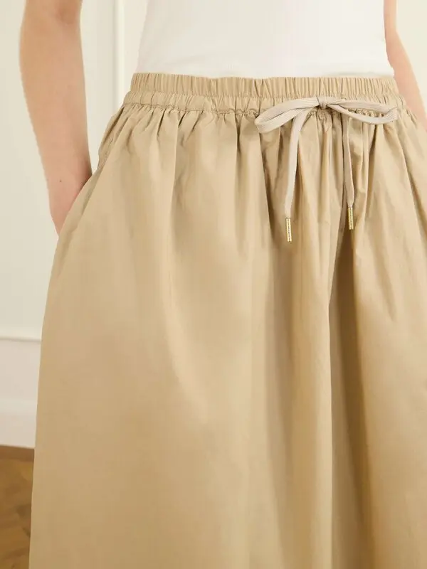 Varley Cambria Gathered Cotton-jersey Midi Skirt