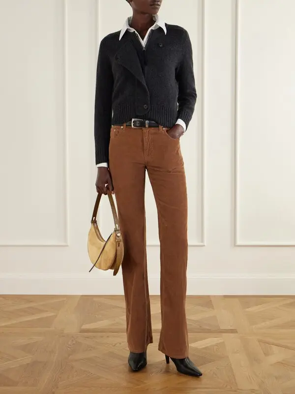 Tory Burch Romy Suede Shoulder Bag With Leather Trim - Brown