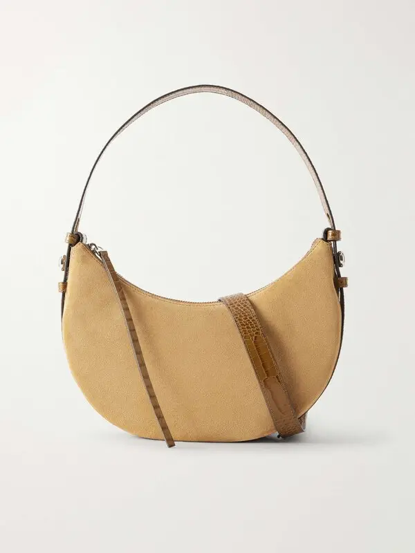 Tory Burch Romy Leather-trimmed Suede Shoulder Bag