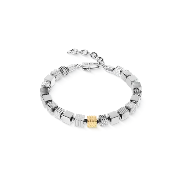COEUR DE LION Stainless Steel Cubes Bracelet With Gold-coloured Accent - Silver