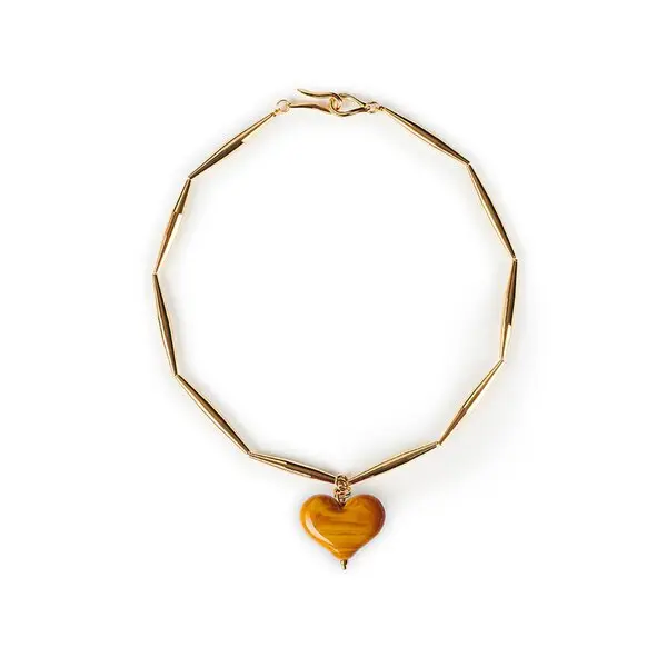Tohum Design Gold / Orange Cuore Necklace – Mustard - Gold/orange