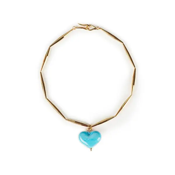 Tohum Design Blue / Gold Cuore Necklace – Turquoise - Blue/gold