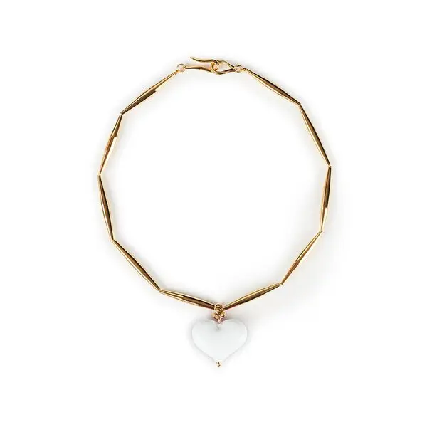 Tohum Design White / Gold Cuore Necklace – Snow White - White/gold