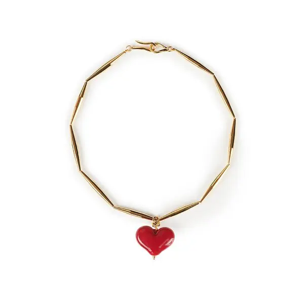 Tohum Design Red / Gold Cuore Necklace – Burgundy - Red/gold