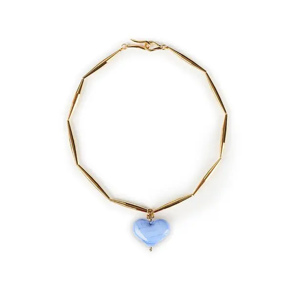 Tohum Design Blue / Gold Cuore Necklace – Cornflower - Blue/gold