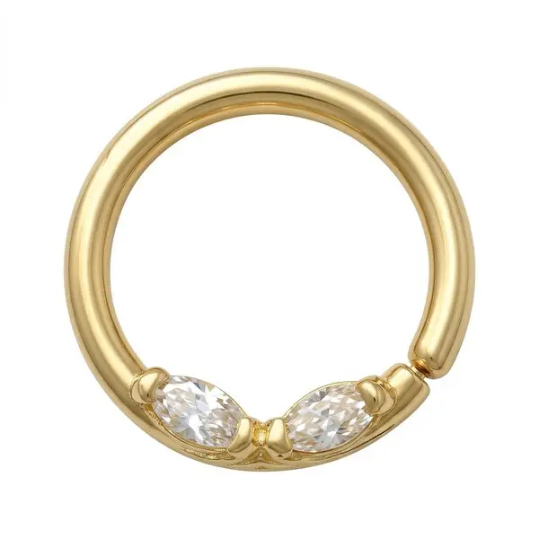 Zahav Jewelry 10k Solid 18g Marquise Cz Nose Hoop - Gold
