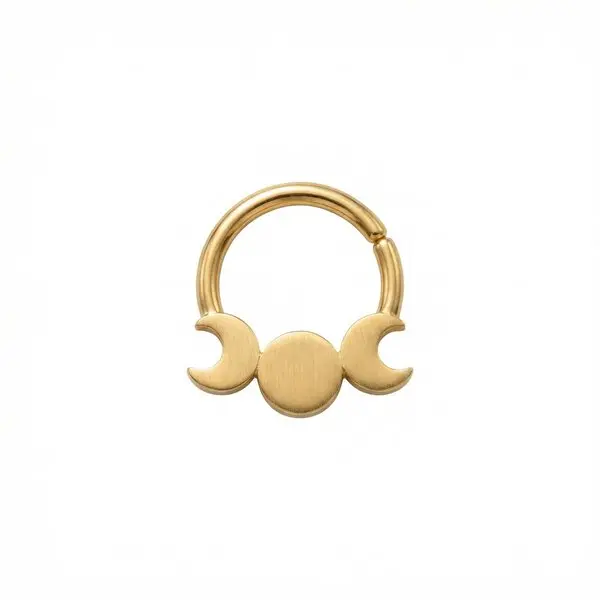Zahav Jewelry 10k Solid Yellow 18g Triple Moon Clicker Hoop - Gold