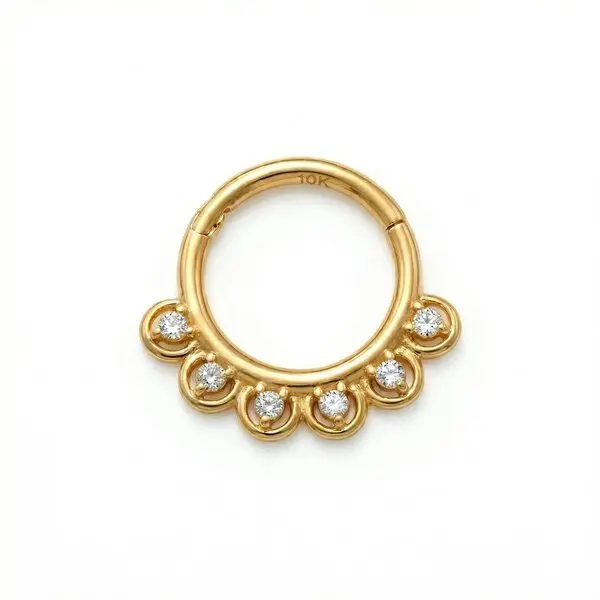 Zahav Jewelry 10k Solid 18g Cz Clicker Hoop - Gold