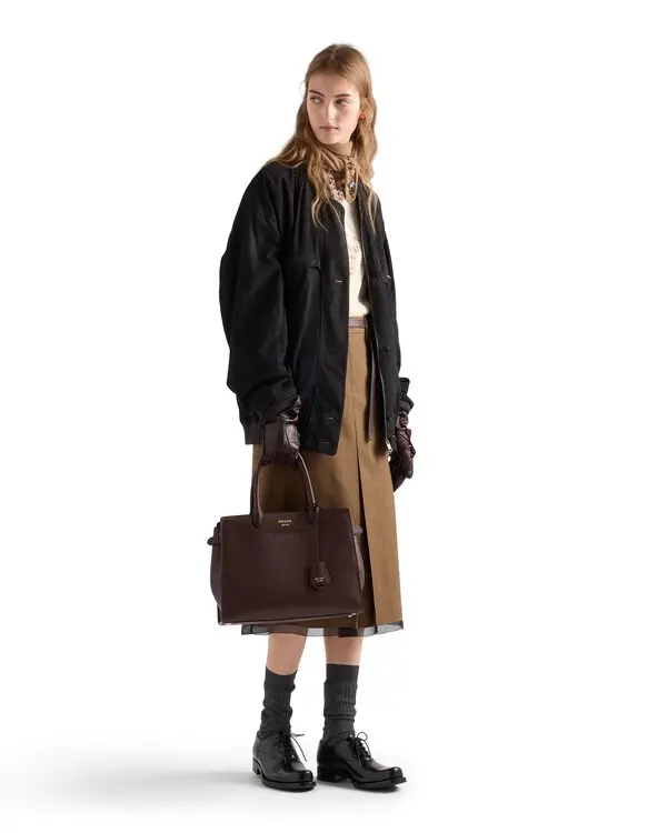 Prada Large Leather Handbag - Brown