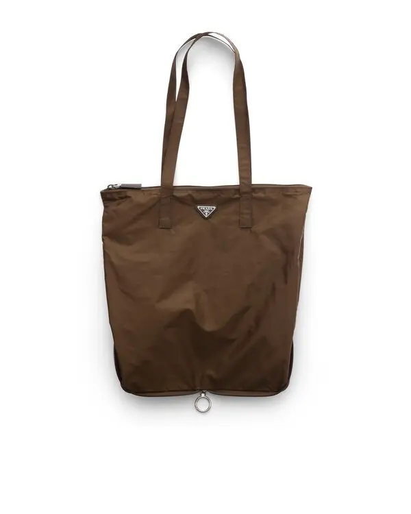 Prada Saffiano Leather Pendant With Re-nylon Tote Bag