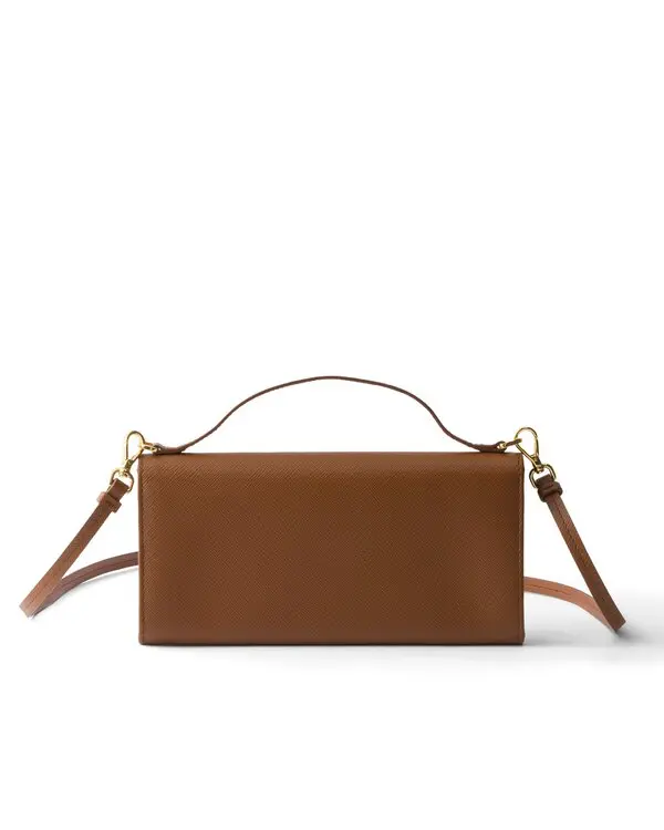 Prada Saffiano Leather Wallet With Shoulder Strap