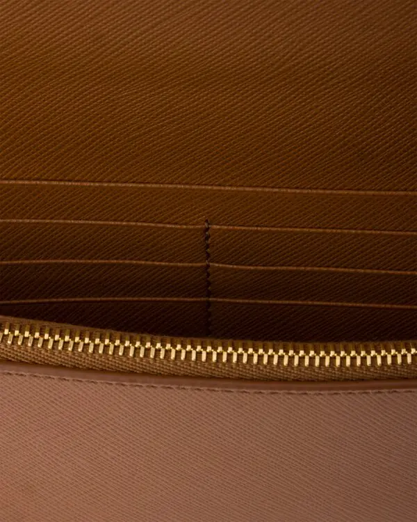 Prada Saffiano Leather Wallet With Shoulder Strap