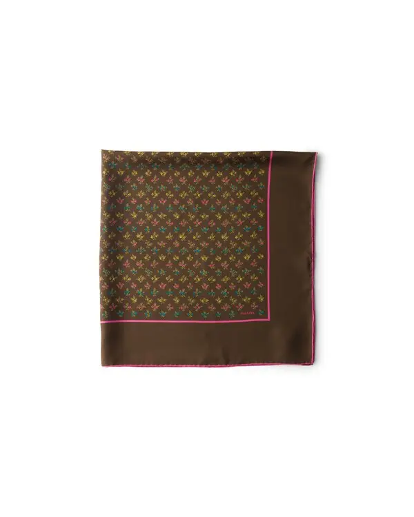 Prada Printed Twill Scarf 90 - Brown