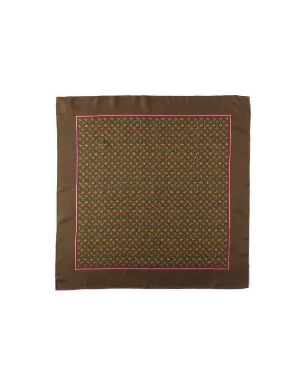 Prada Printed Twill Scarf 90 - Brown