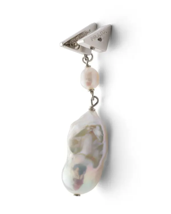 Prada Metal Earrings With Pearls