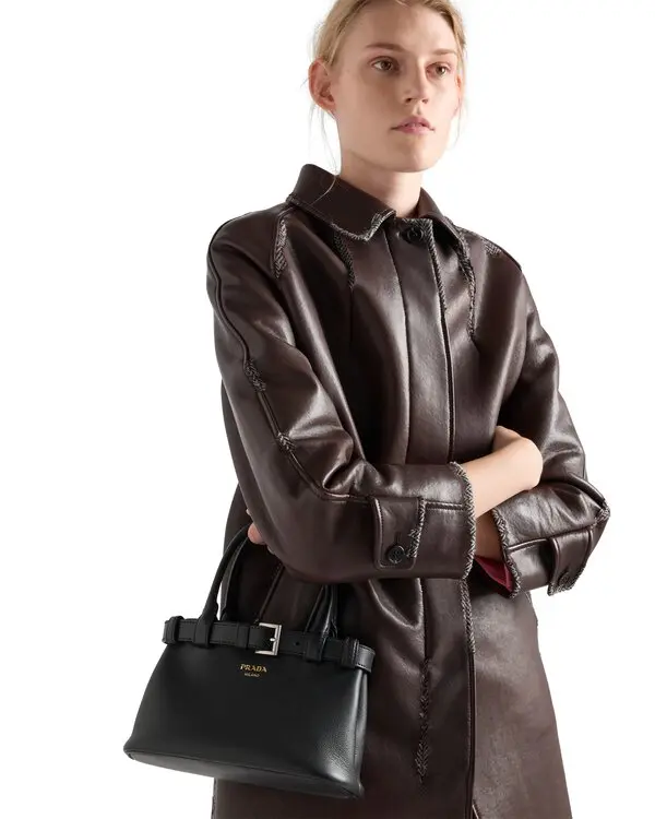 Prada Buckle Small Leather Bag With Belt