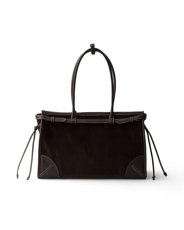 Prada Bonnie Large Corduroy And Leather Handbag