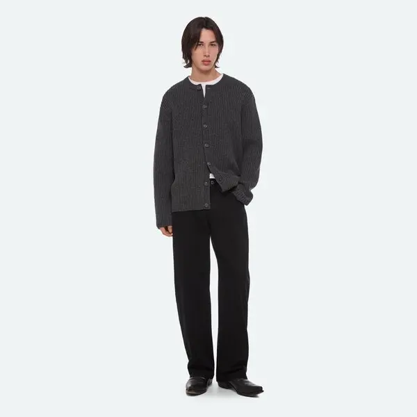 Helmut Lang Rib Crew Cardigan - Graphite