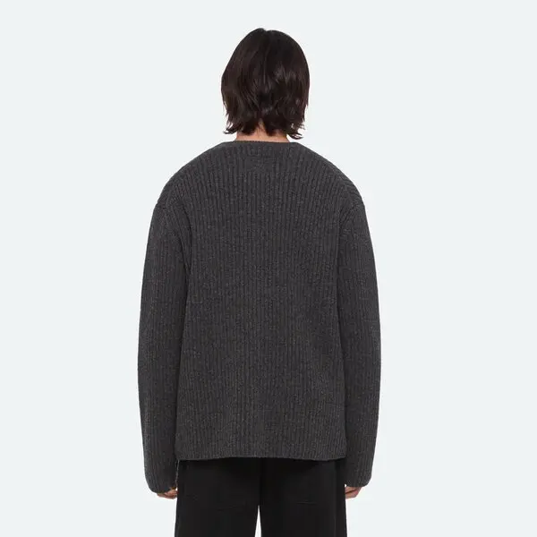 Helmut Lang Rib Crew Cardigan - Graphite