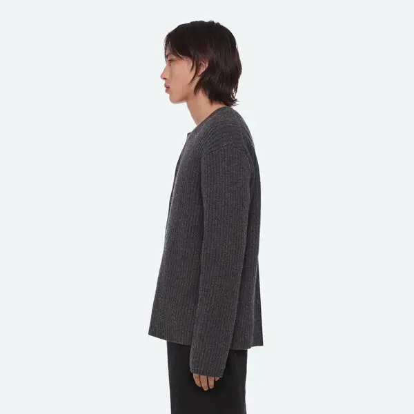 Helmut Lang Rib Crew Cardigan - Graphite