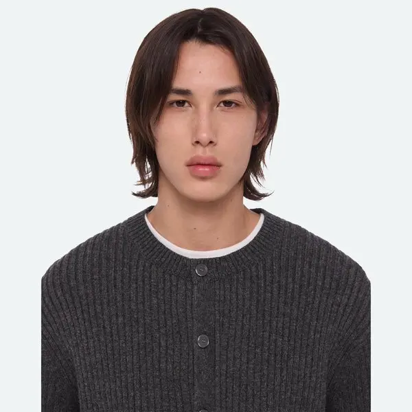 Helmut Lang Rib Crew Cardigan - Graphite