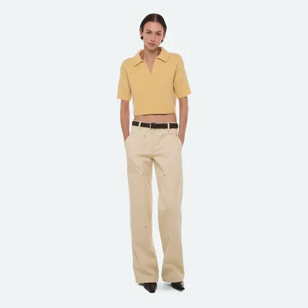 Helmut Lang Cropped Polo Sweater - Cornsilk