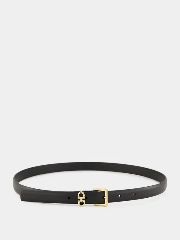 FERRAGAMO Gancini Leather Belt - Black