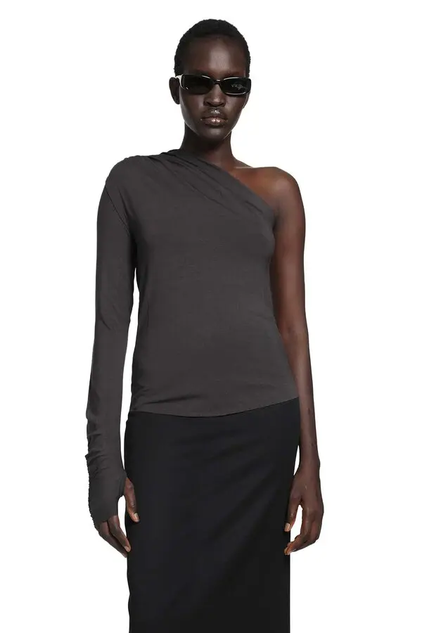 THOM KROM Asymmetrical Off-shoulder Stretch Viscose Top
