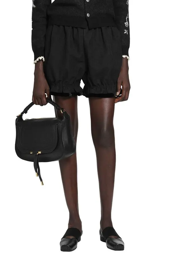 RENLI SU Cotton Linen Balloon Shorts With Frilled Hems