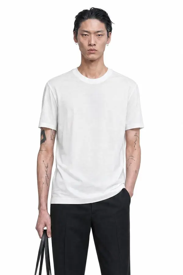 Emporio Armani Micro Eagle Embroidery Jersey T-shirt - White